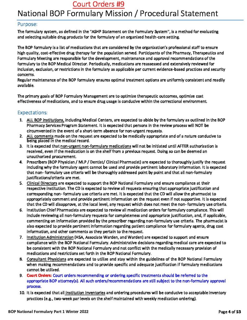 FEDERAL COURTS & BOP NEWS YOU CAN USE. - PHYSICIAN BOP-Prison CONSULTANTS